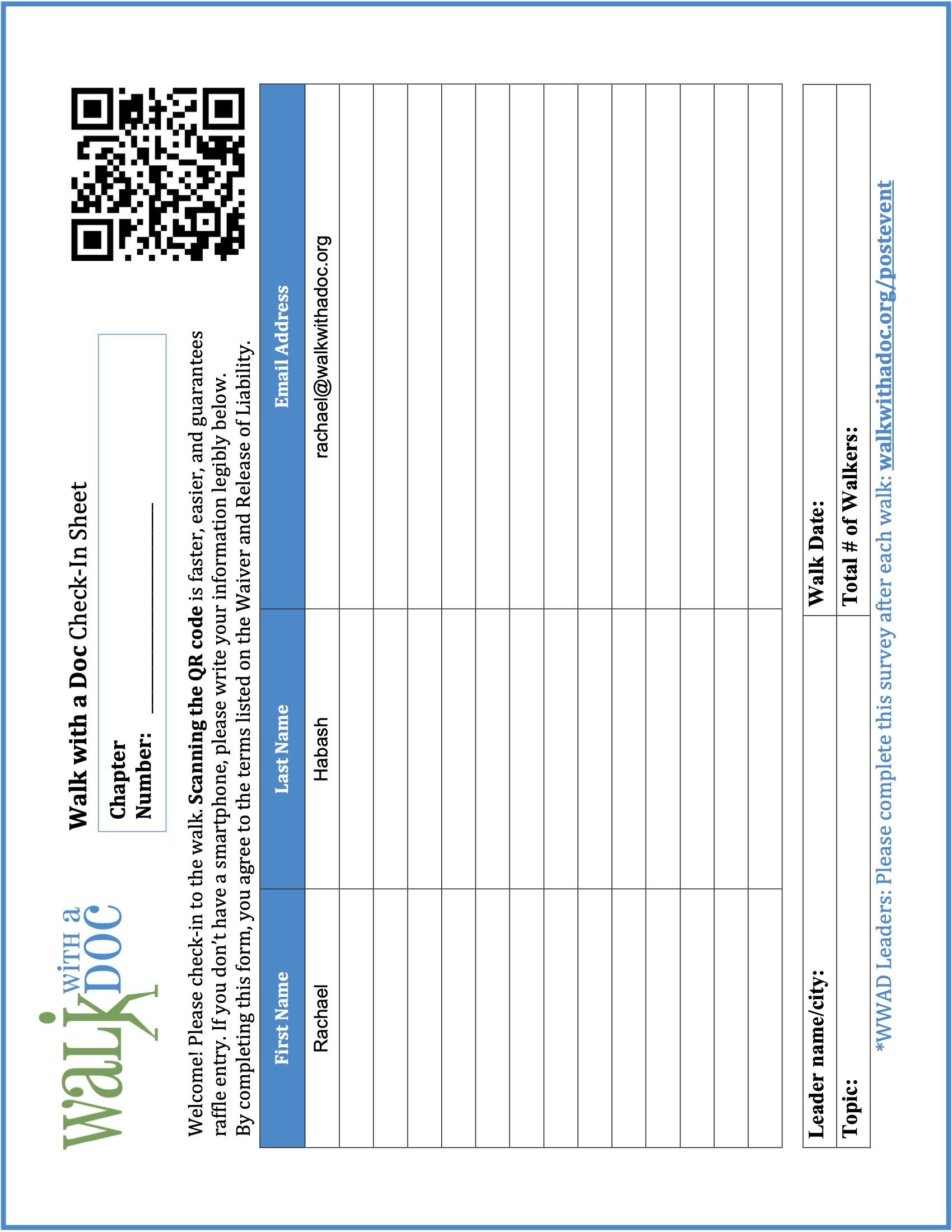 Waiver Instructions for Walk Leaders – Walk with a Doc